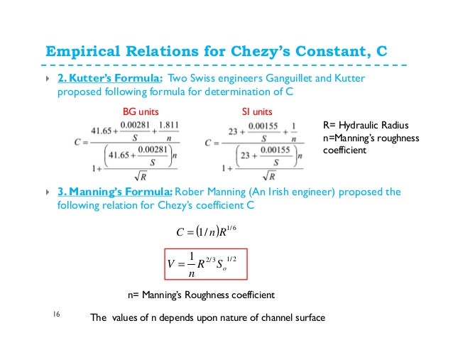 Dymanics of open channel flow