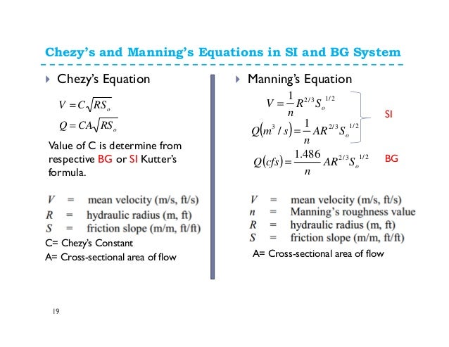 Dymanics of open channel flow