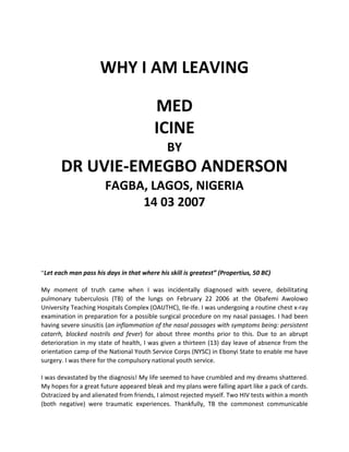 Why I am Leaving Medicine | PDF