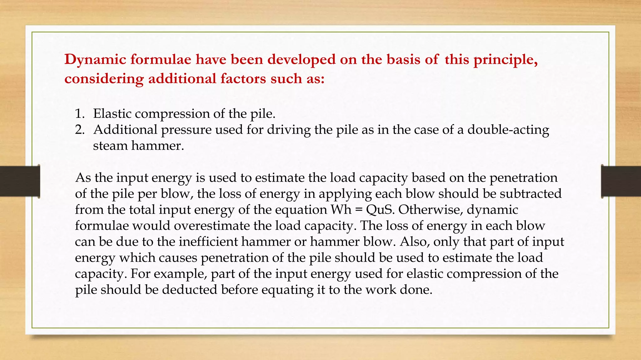 Dynamic Pile Formulae | PPTX