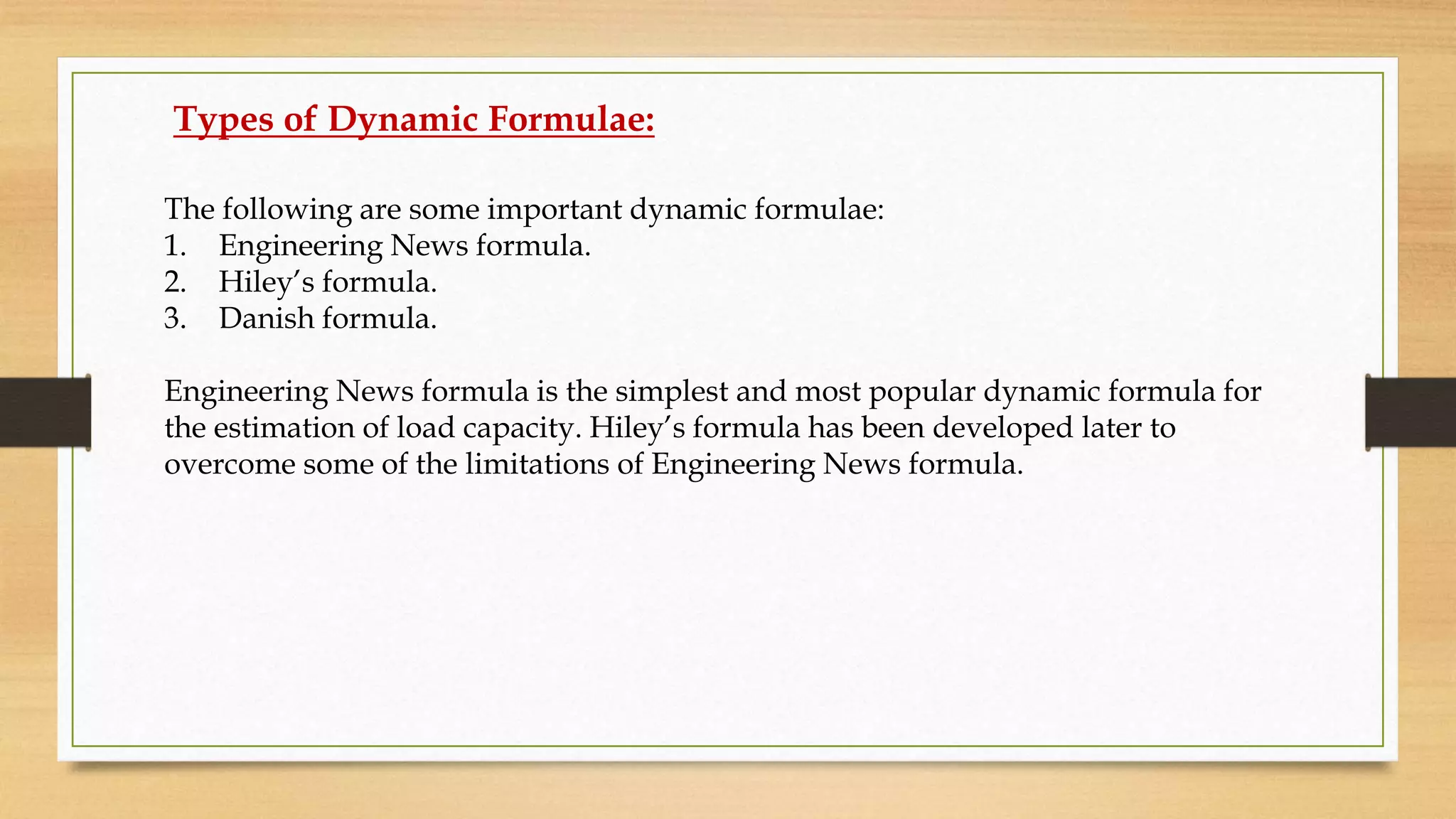Dynamic Pile Formulae | PPTX