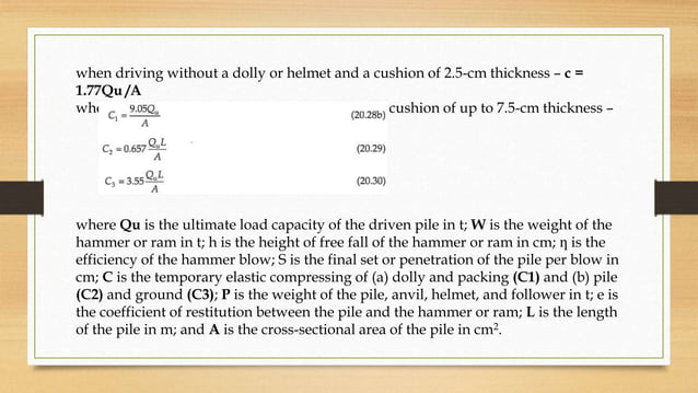 Dynamic Pile Formulae | PPTX | Civil Engineering Industry | Industries