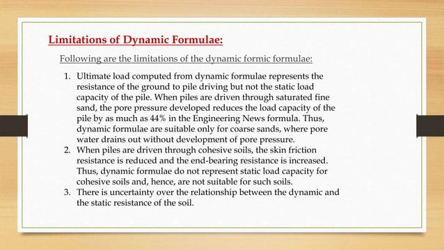 Dynamic Pile Formulae | PPTX | Civil Engineering Industry | Industries