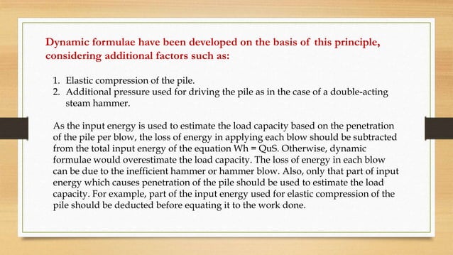 Dynamic Pile Formulae | PPTX | Civil Engineering Industry | Industries