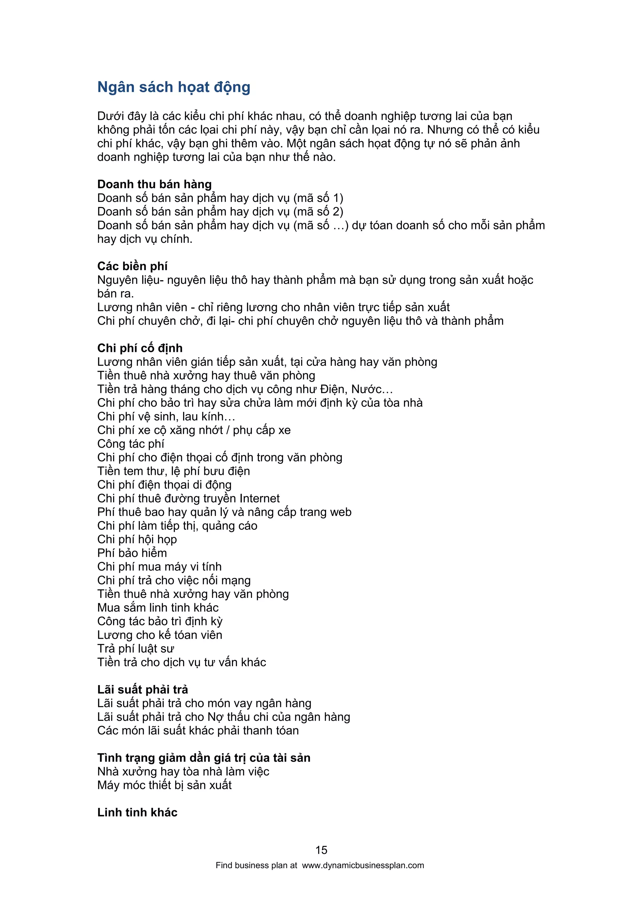 Dynamic business-plan-template-viet-nam | DOC