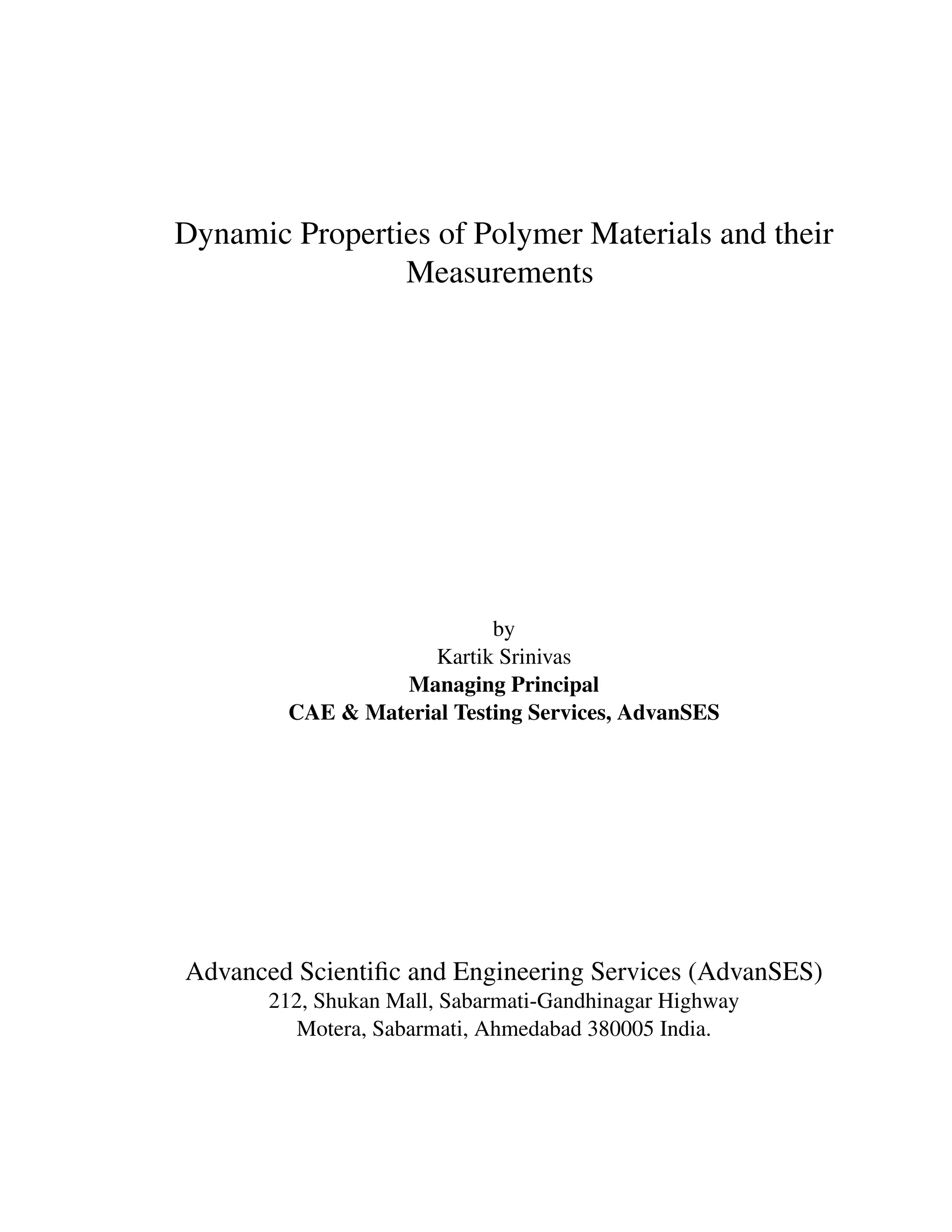 Dynamic Properties of Polymer Materials and their Measurements | PDF