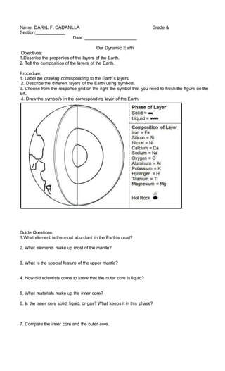 EARTH'S INTERIOR WORKSHEET | DOCX