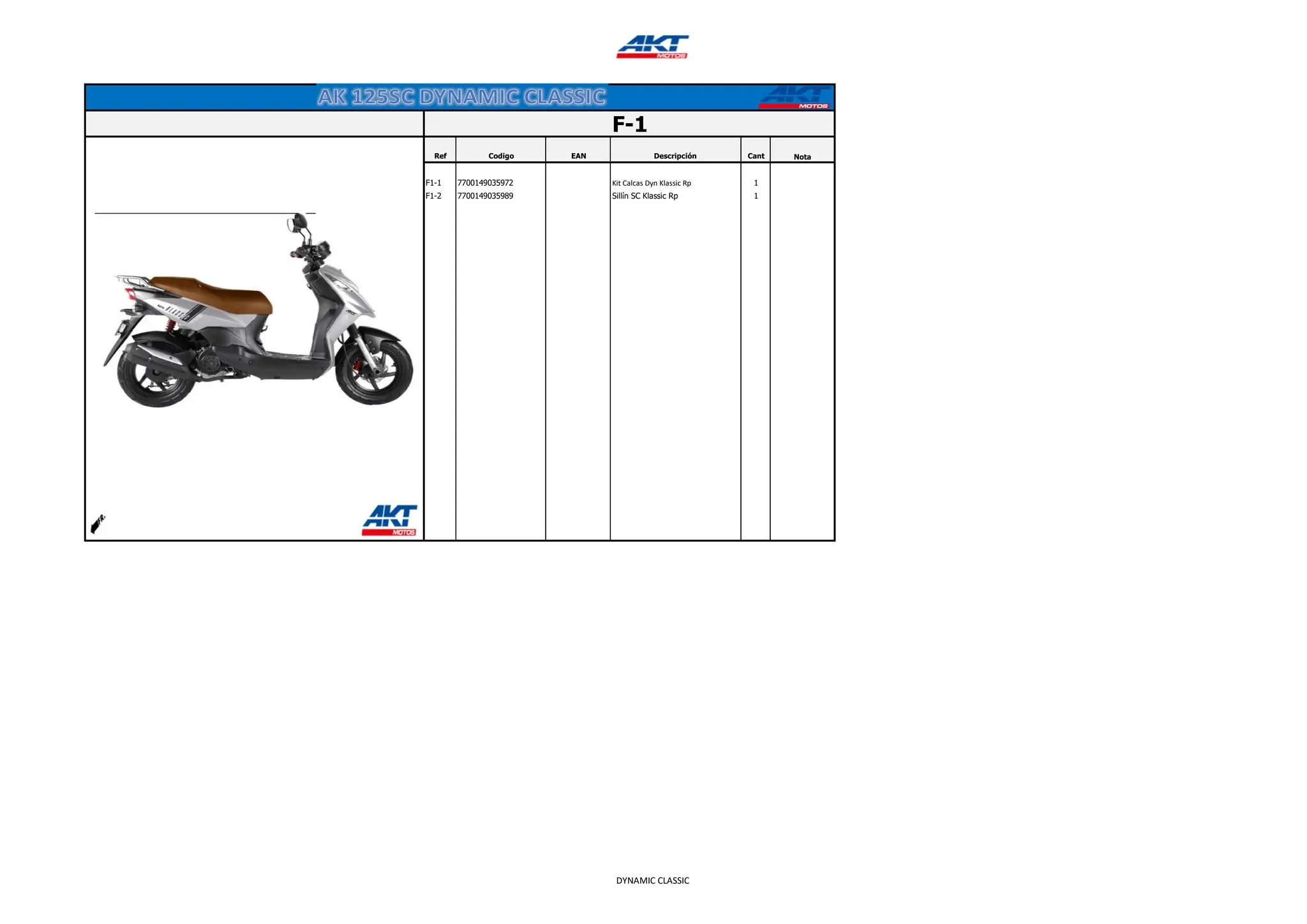 AKT DYNAMIC pro manual de partes Y piezas | PDF