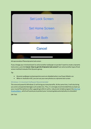Dynamic lock screen | PDF