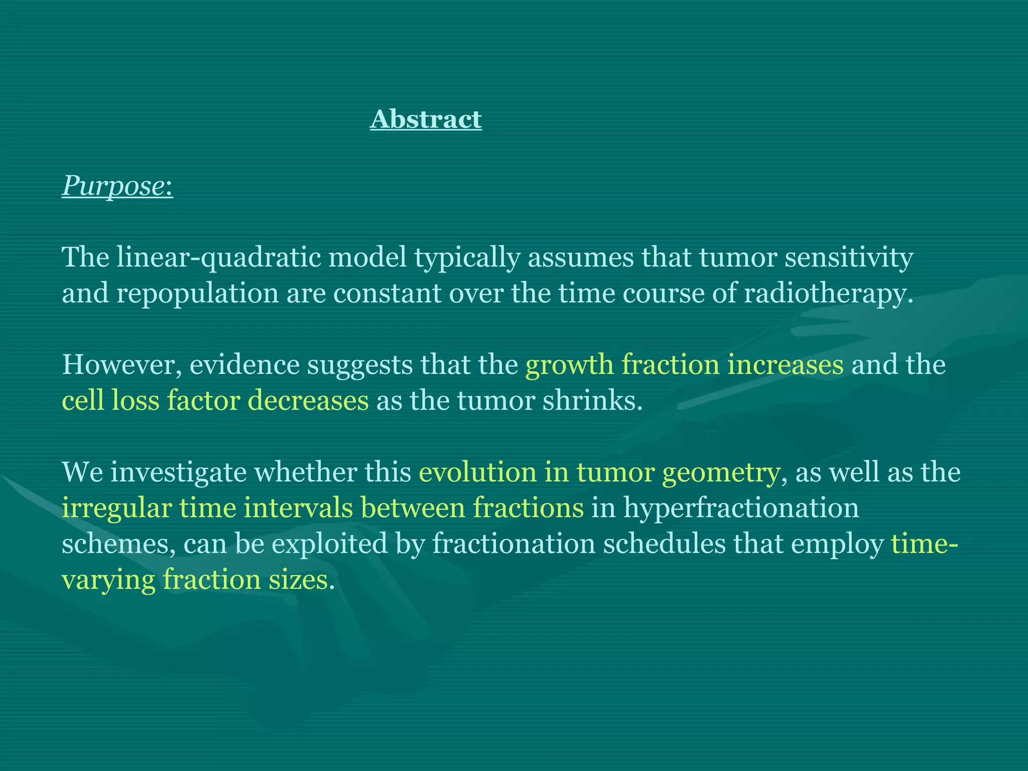 Dynamic Fractionation in Radiotherapy | PPT