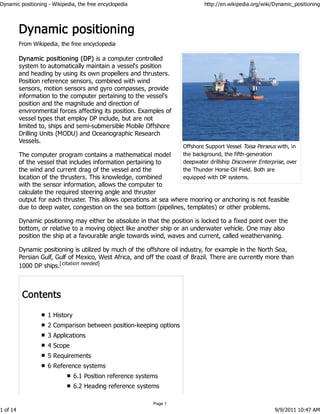 Dynamic positioning | PDF