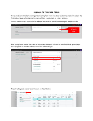 Dynamic 365 business central guild on material request and shipment | PDF