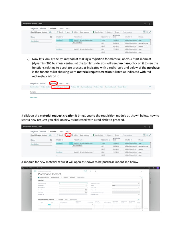 Dynamic 365 business central guild on material request and shipment | PDF
