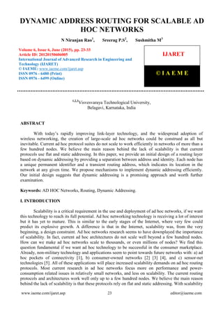 DYNAMIC ADDRESS ROUTING FOR SCALABLE AD HOC NETWORKS | PDF