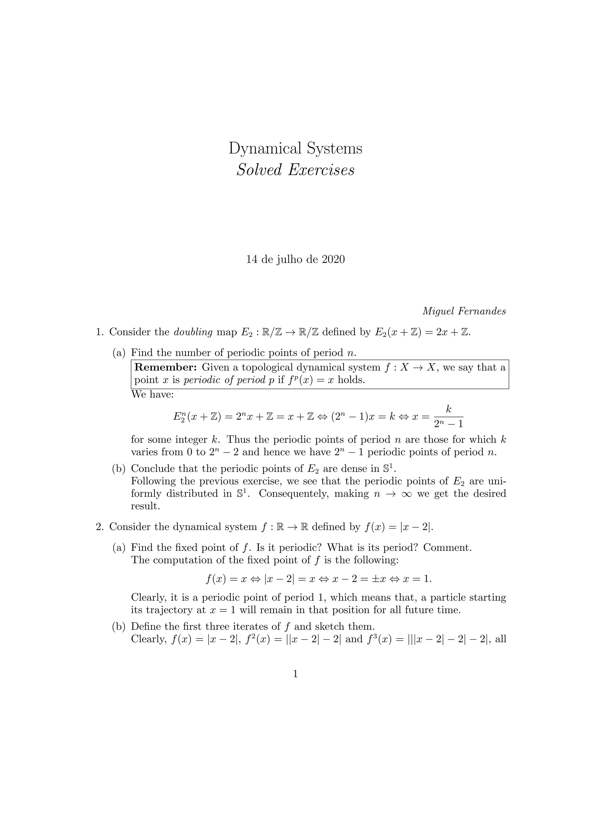 Dynamical systems solved ex | PDF Dynamical systems solved ex | PDF