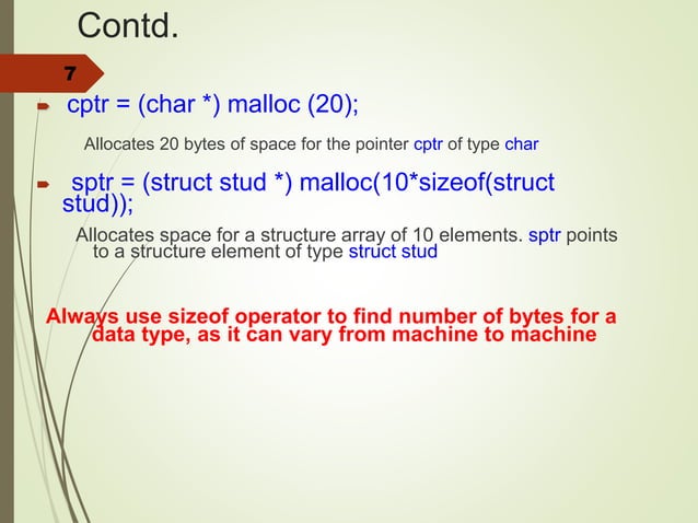 Dynamic allocation | PPT | Programming Languages | Computing