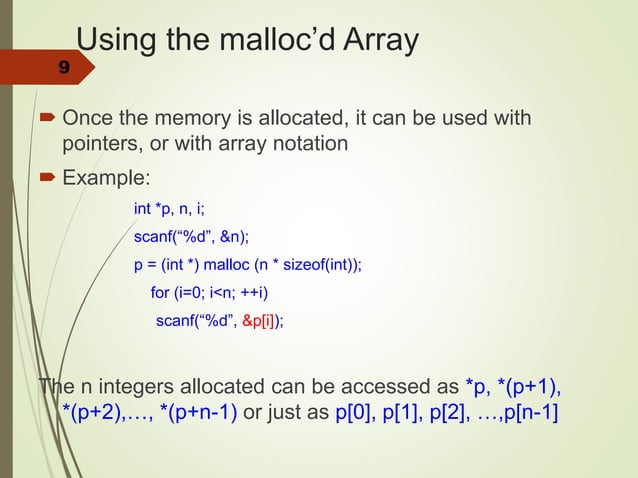 Dynamic allocation | PPT | Programming Languages | Computing