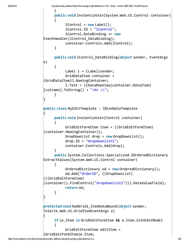 Dynamically define rad grid using code behind in c# grid - ui for asp | PDF