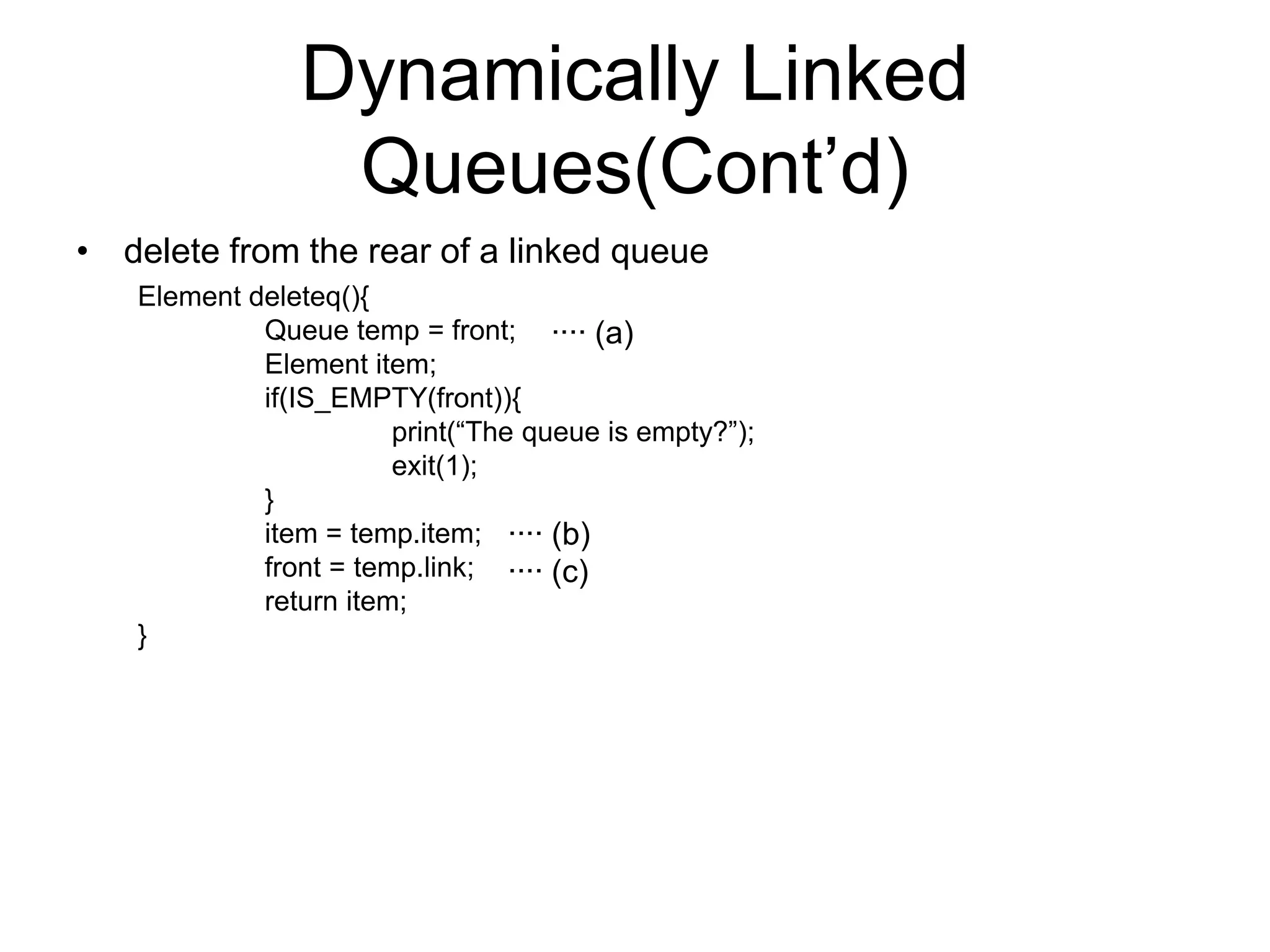 Dynamically linked queues | PPT