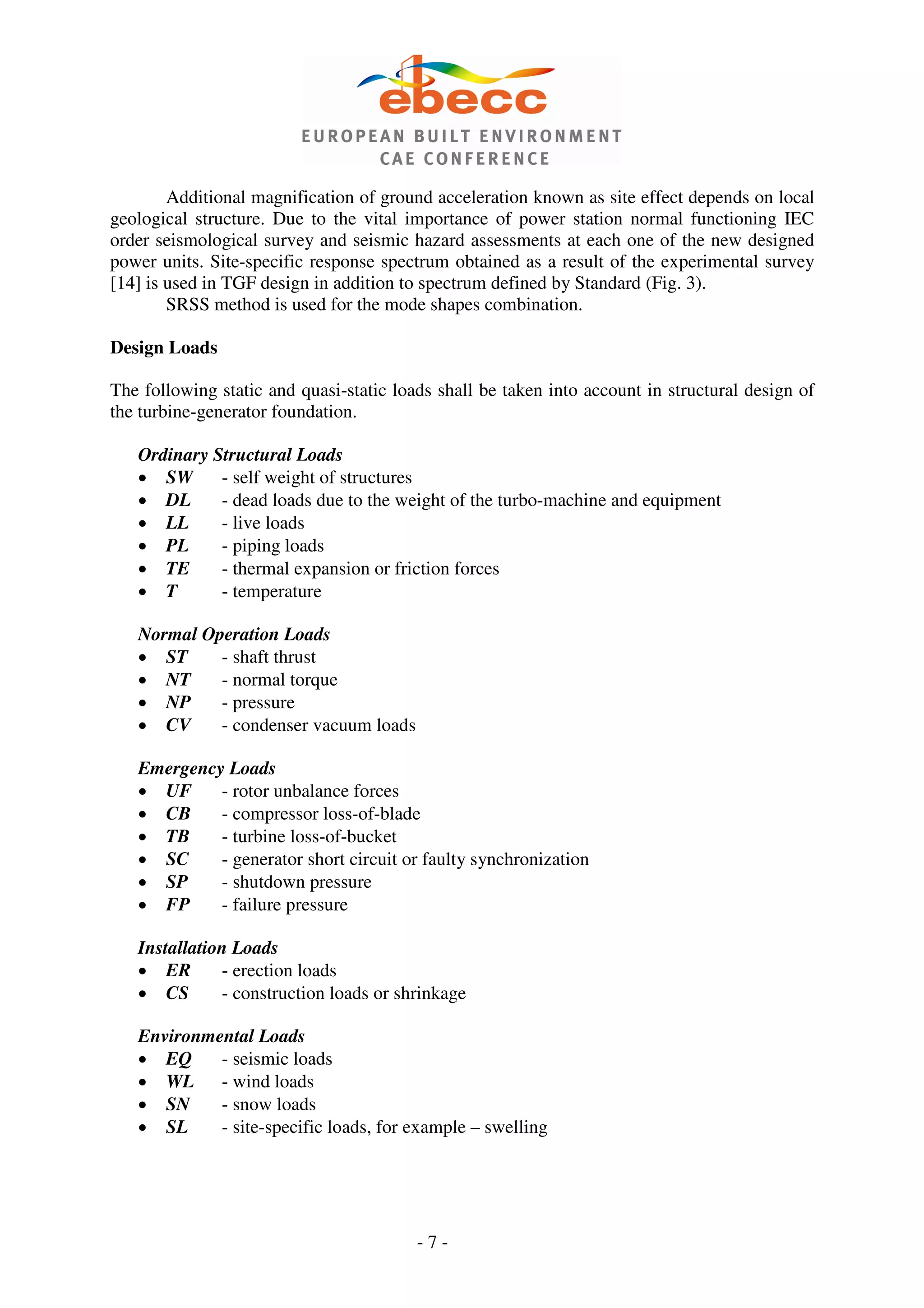 Dynamic analysis and structural design of turbine generator foundations ...