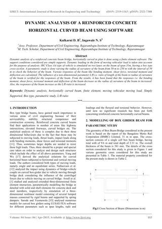 Dynamic analysis of a reinforced concrete horizontal curved beam using software | PDF