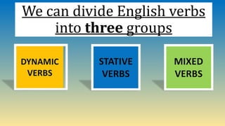 Dynamic and Stative Verbs use and grammar | PPT