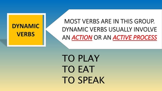 Dynamic and Stative Verbs use and grammar | PPT