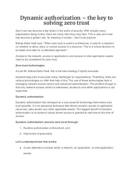 Dynamic authorization – the key to solving zero trust.pdf