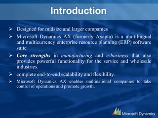 Microsoft Dynamics AX Enterprise Resource Planning | PPTX