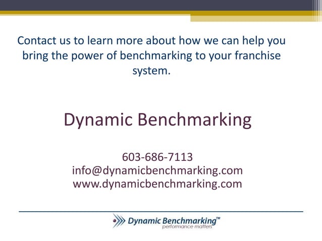 Dynamic Benchmarking For Franchises | PPTX