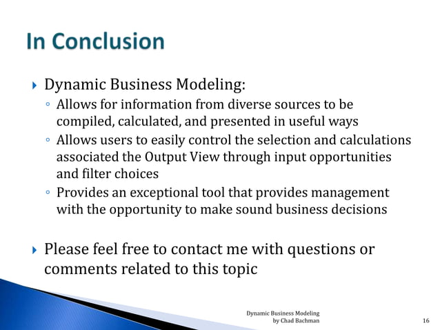 Dynamic Business Modeling | PPT