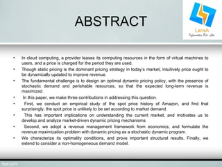 Dynamic Cloud Pricing for Revenue Maximization | PPT