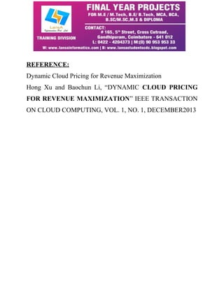 Dynamic cloud pricing for revenue maximization | PDF