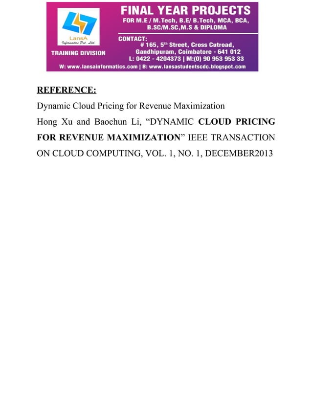 Dynamic cloud pricing for revenue maximization | PDF