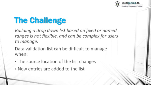 Dynamic Data Validation Lists Ppt