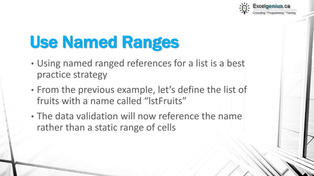 Dynamic Data Validation Lists Ppt