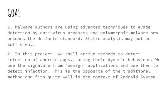 Iitb Btp 2015 Dec Dynamic Detection Of Malware In Android Ospptx