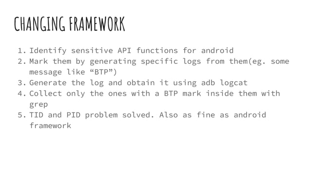 Iitb Btp 2015 Dec Dynamic Detection Of Malware In Android Ospptx