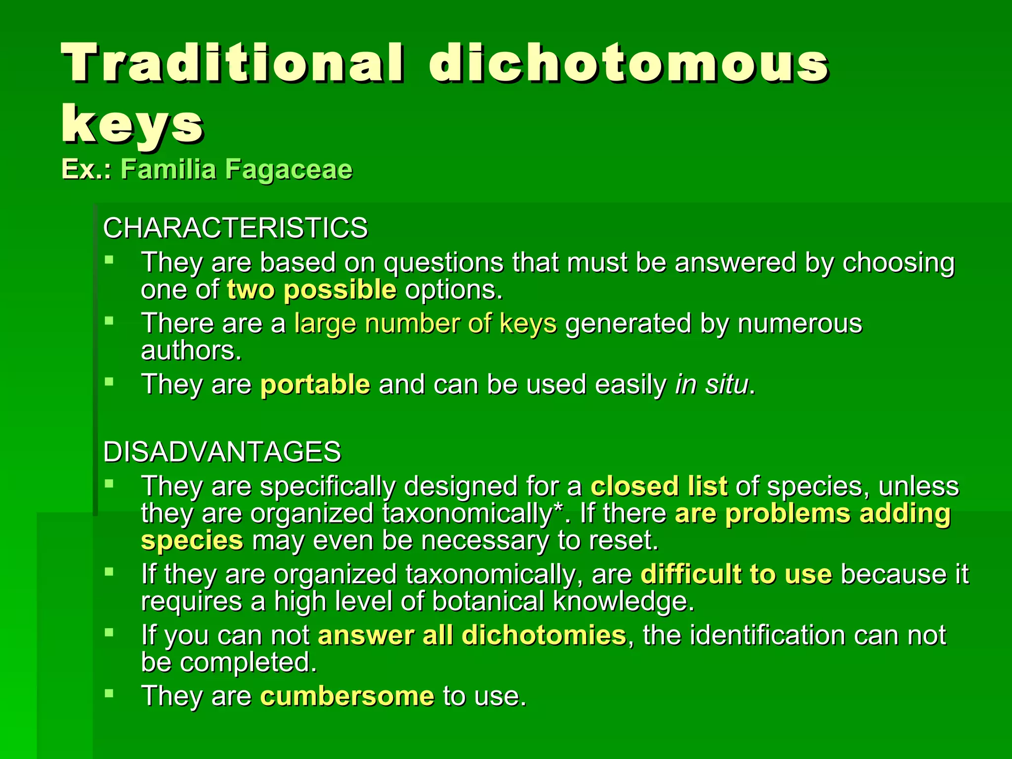 Dynamic dichotomous keys | PPS | Internet | Computing