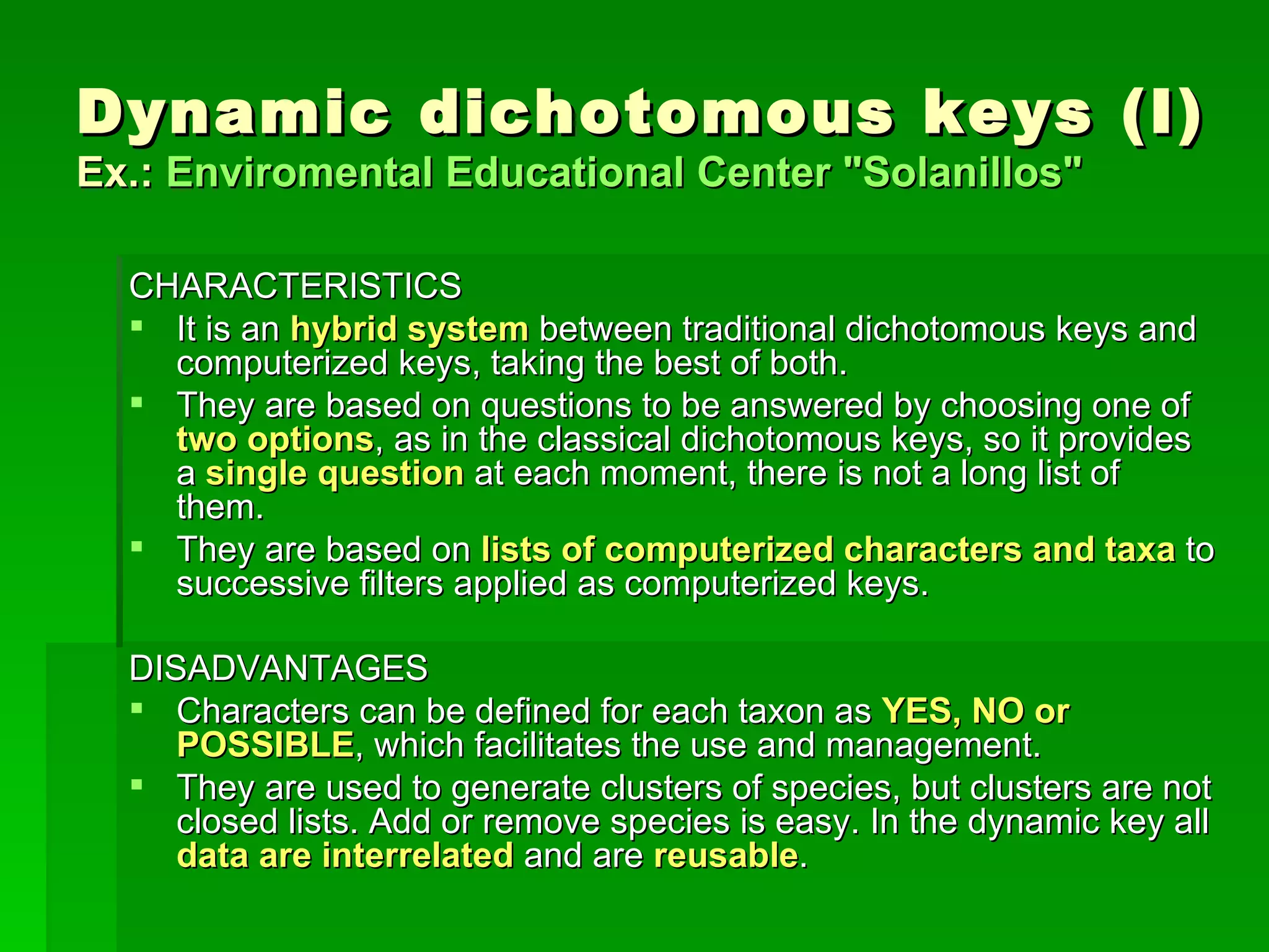 Dynamic dichotomous keys | PPT