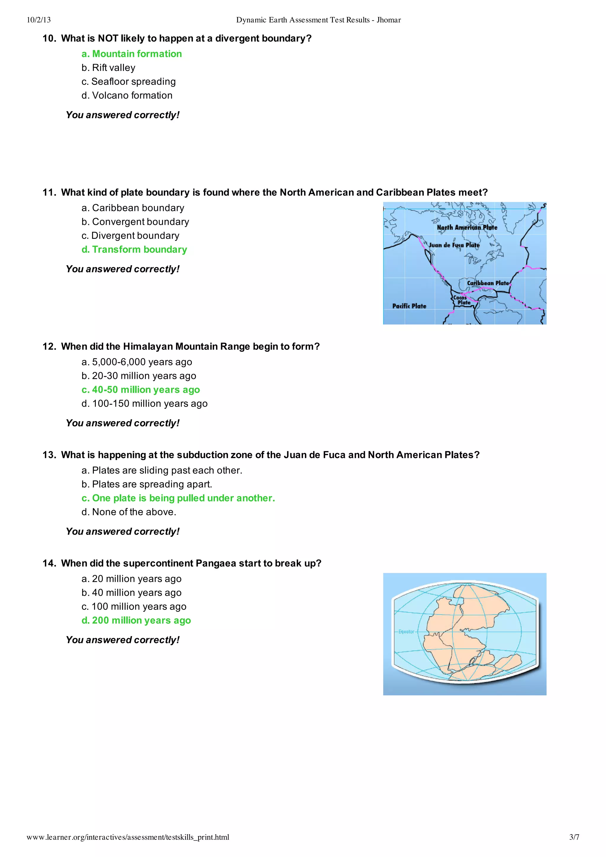 Dynamic earth assessment test results jhomar | PDF