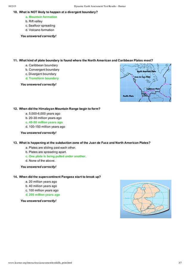 Dynamic earth assessment test results jhomar | PDF