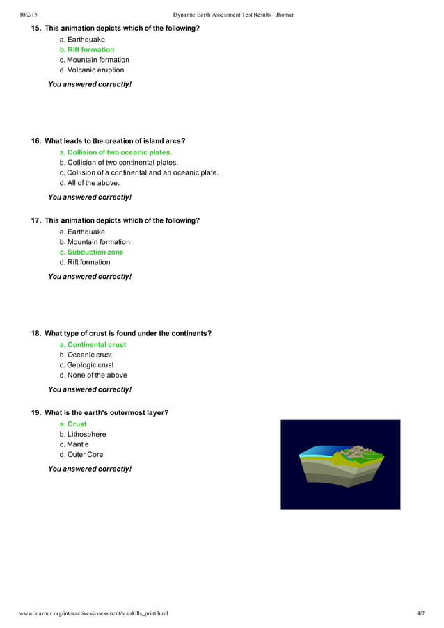 Dynamic earth assessment test results jhomar | PDF
