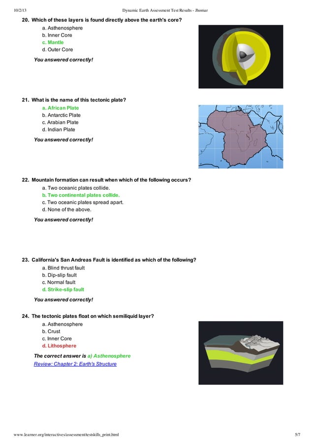 Dynamic earth assessment test results jhomar | PDF
