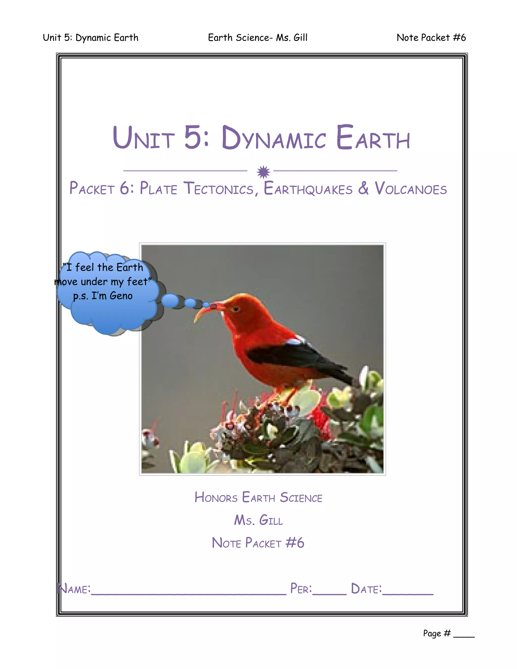 Dynamic Earth Note Packet | DOC