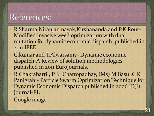 Dynamic economic load dispatch a review of solution methodologies48 | PPT