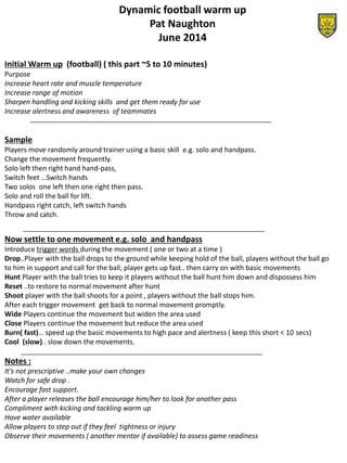 Dynamic Football Warmup | PPTX