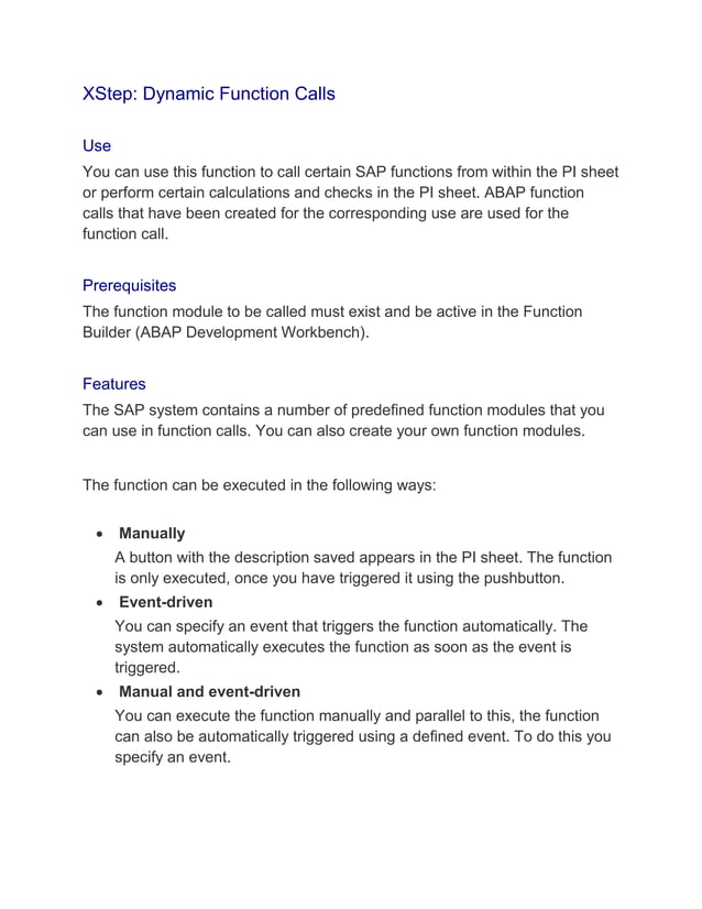 Dynamic Function Call in PI Sheet (XStep) | PDF