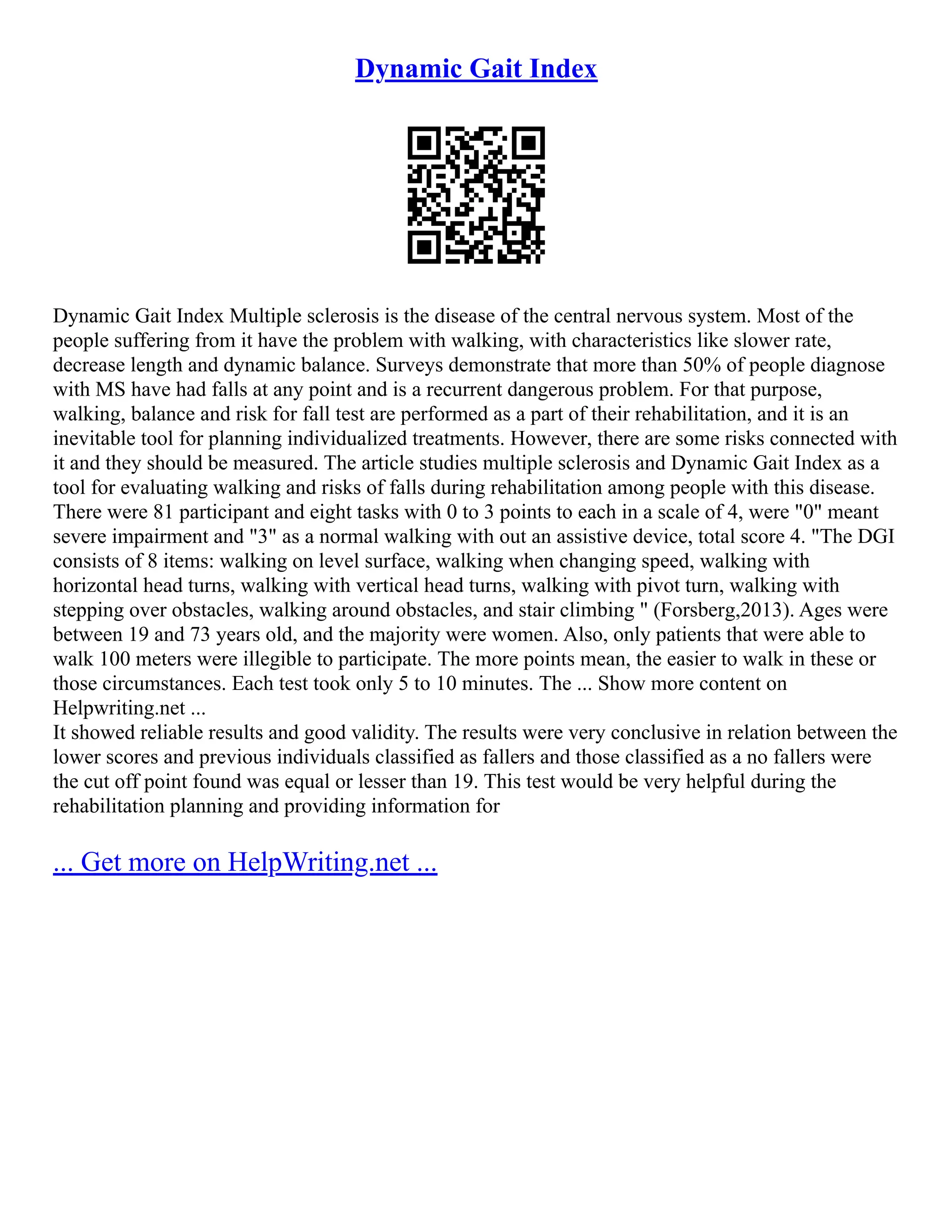 Dynamic Gait Index | PDF