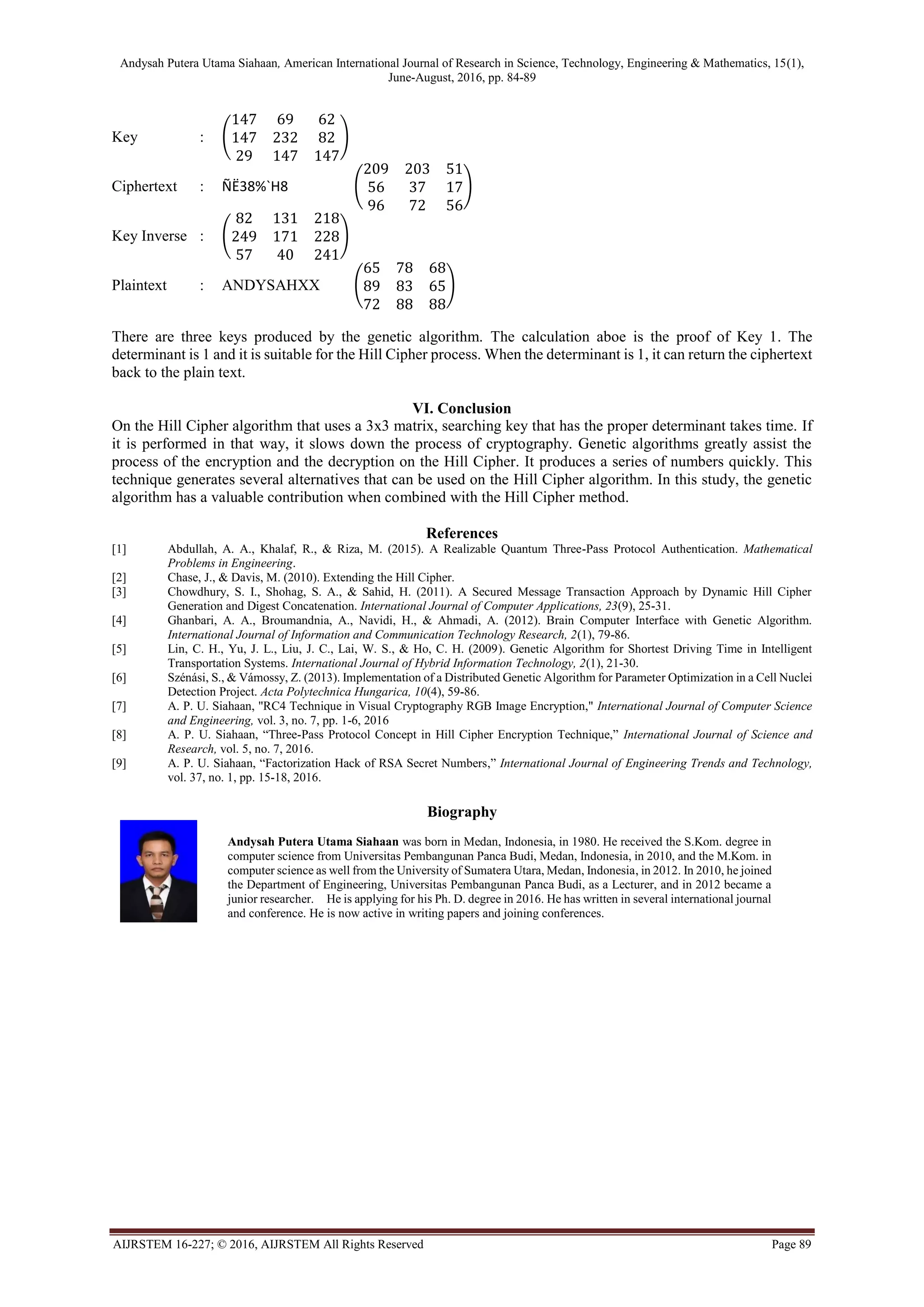 Genetic Algorithm In Hill Cipher Encryption Pdf